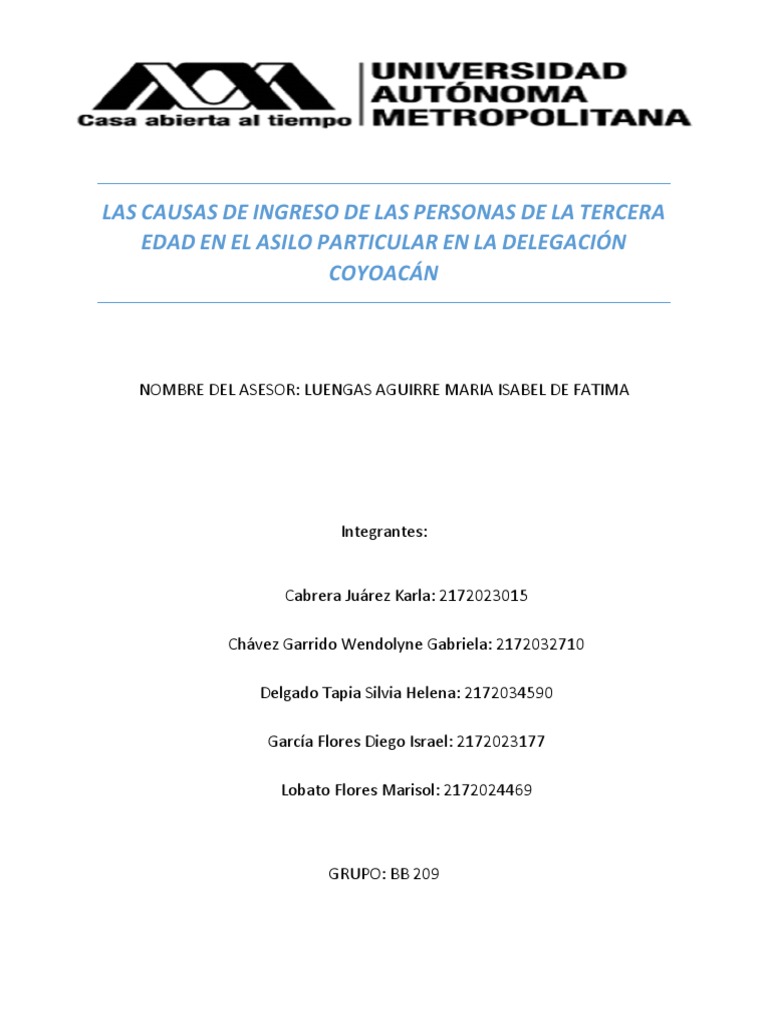 Proyecto de Investigación ASILOS | PDF | Vejez | Adultos