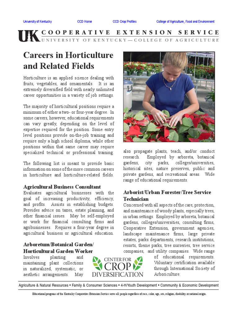 Careers in Horticulture and Related Fields Guide | PDF | Lawn | Floristry