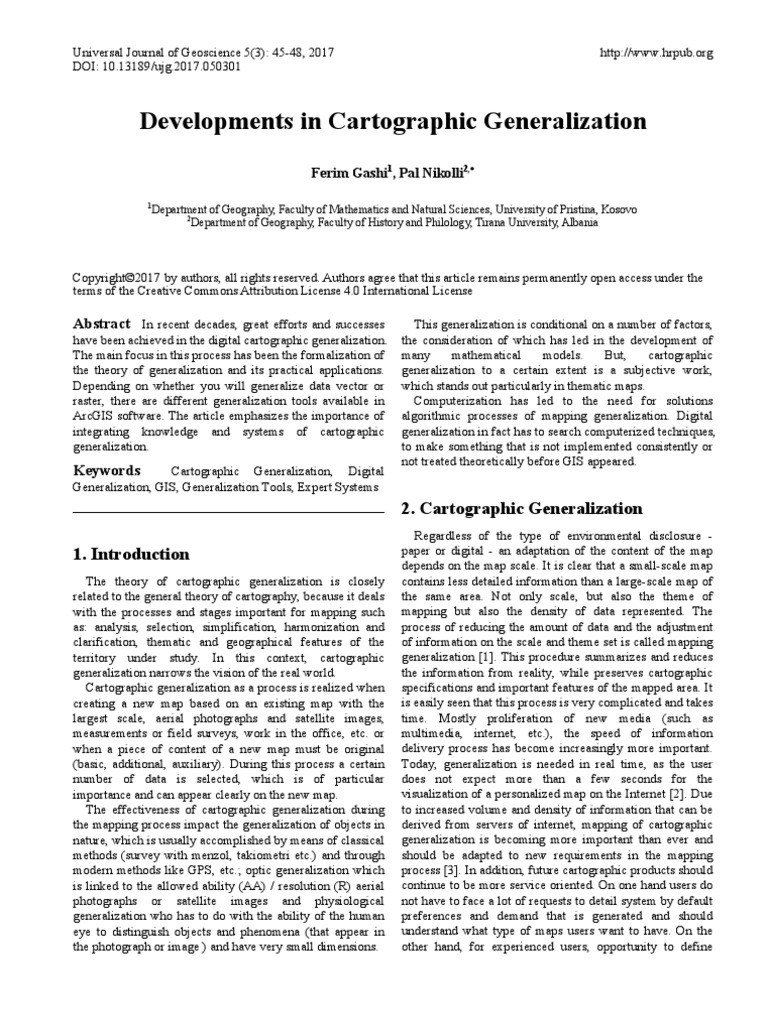 Developments in Cartographic Generalization | PDF | Cartography | Arc Gis