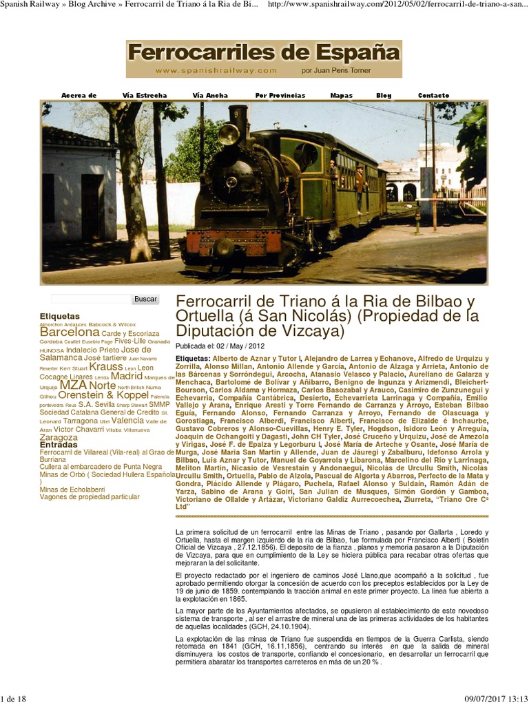 Spanish Railway Blog Archive Ferrocarril de Triano Á La Ria de Bilbao y ... Spanish Railway Blog Archive Ferrocarril de Triano Á La Ria de Bilbao y ...