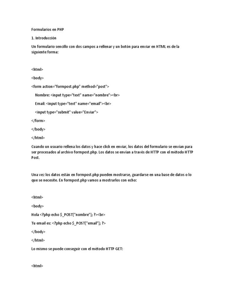 Formularios en PHP | PDF | Servidor web | Internet y web