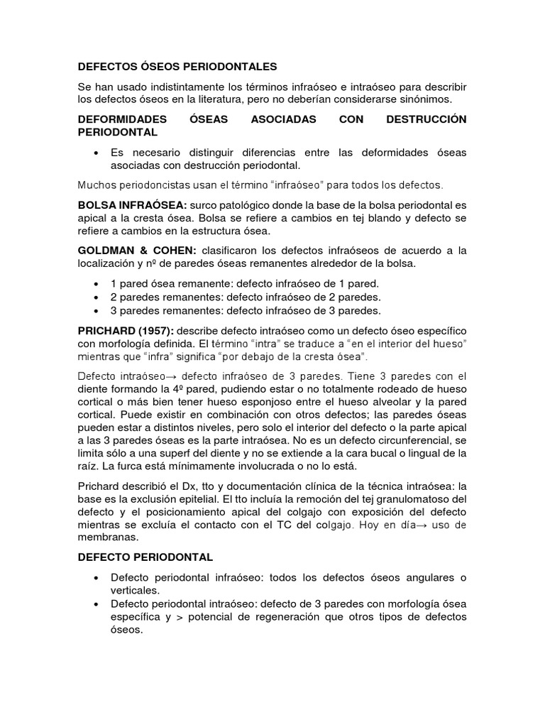 Defectos Óseos Periodontales Intraóseos | PDF