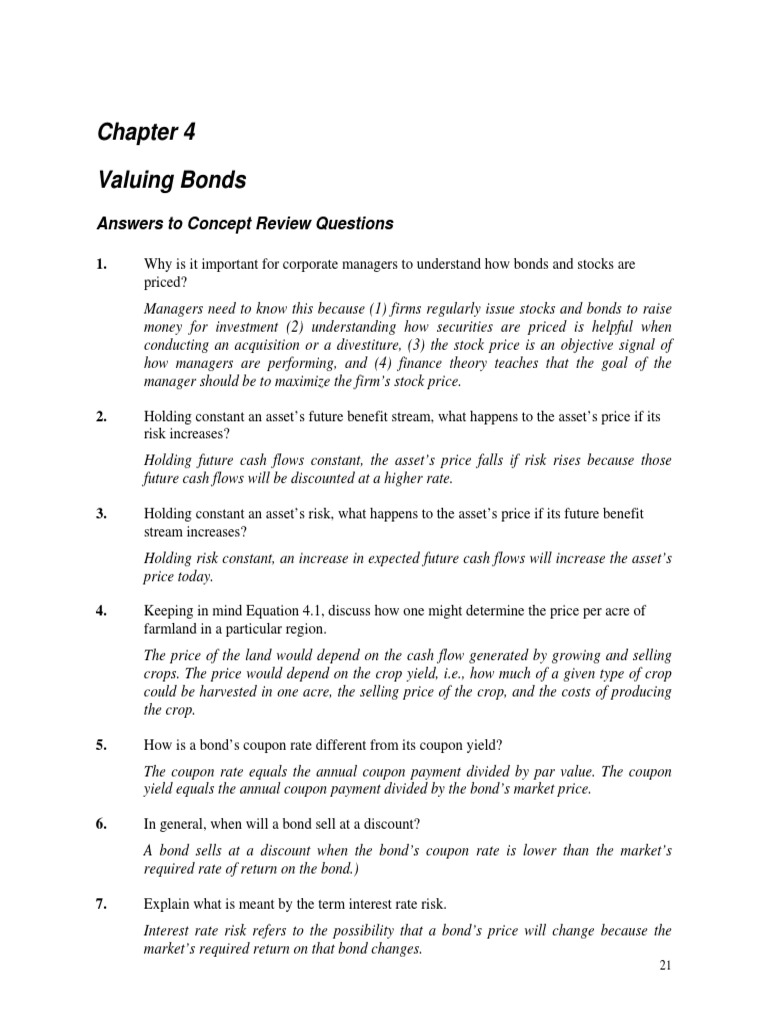 Valuing Bonds: Answers To Concept Review Questions | PDF | Bonds (Finance) | Yield (Finance)