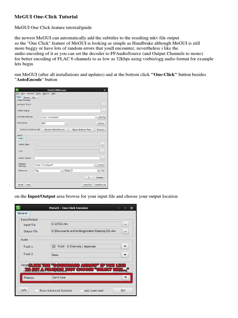 MeGUI One-Click Tutorial | PDF | Codec | Audio Electronics