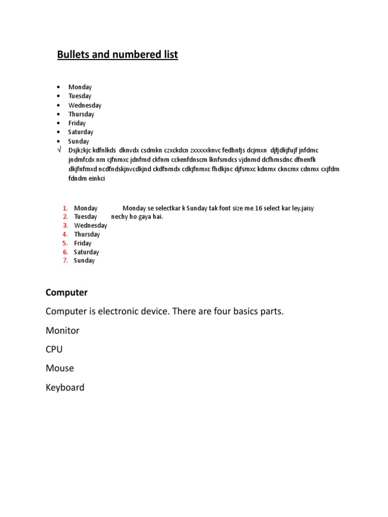 Bullets and Numbered List: Computer | PDF | Games & Activities