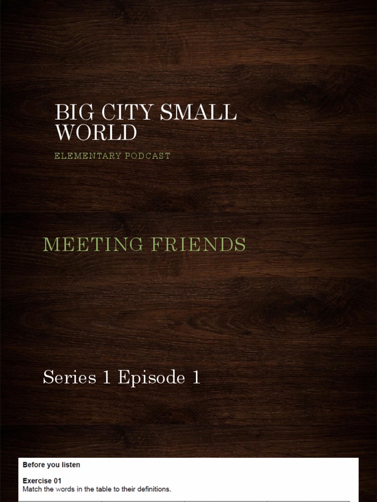 Big City Small World Listening | PDF | Leisure