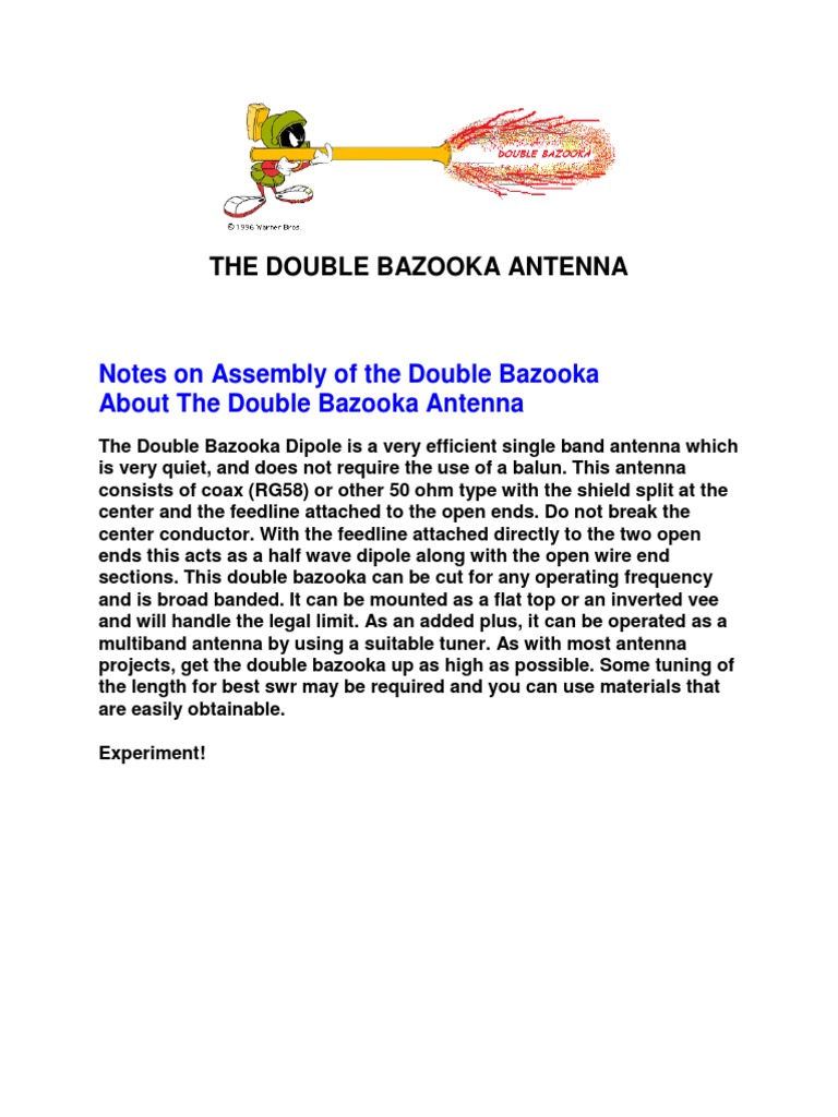 Double Bazooka Antenna | PDF | Antenna (Radio) | Coaxial Cable