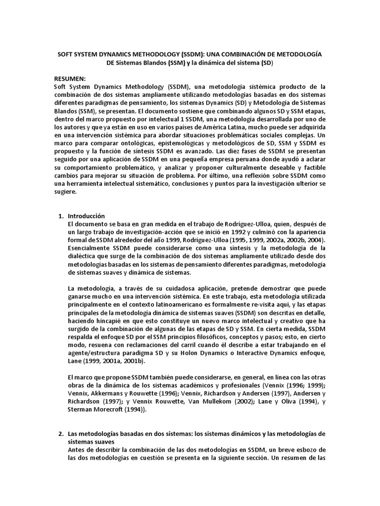 Soft System Dynamics Methodology | PDF | Paradigma | Realimentación