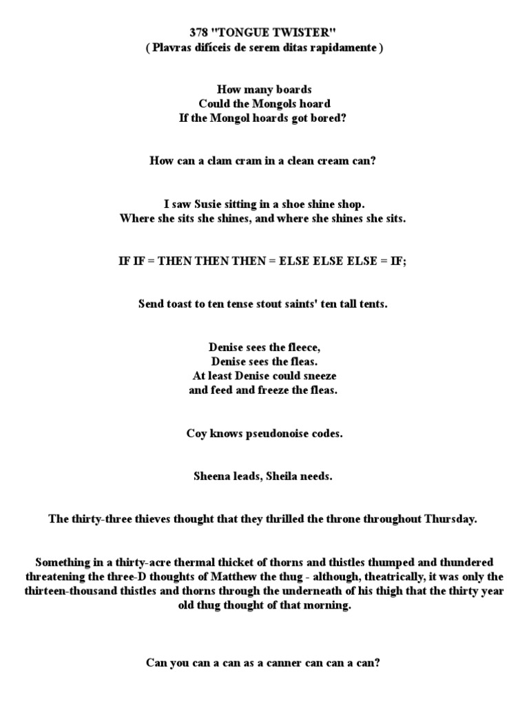 Tongue Twister | PDF | Nature