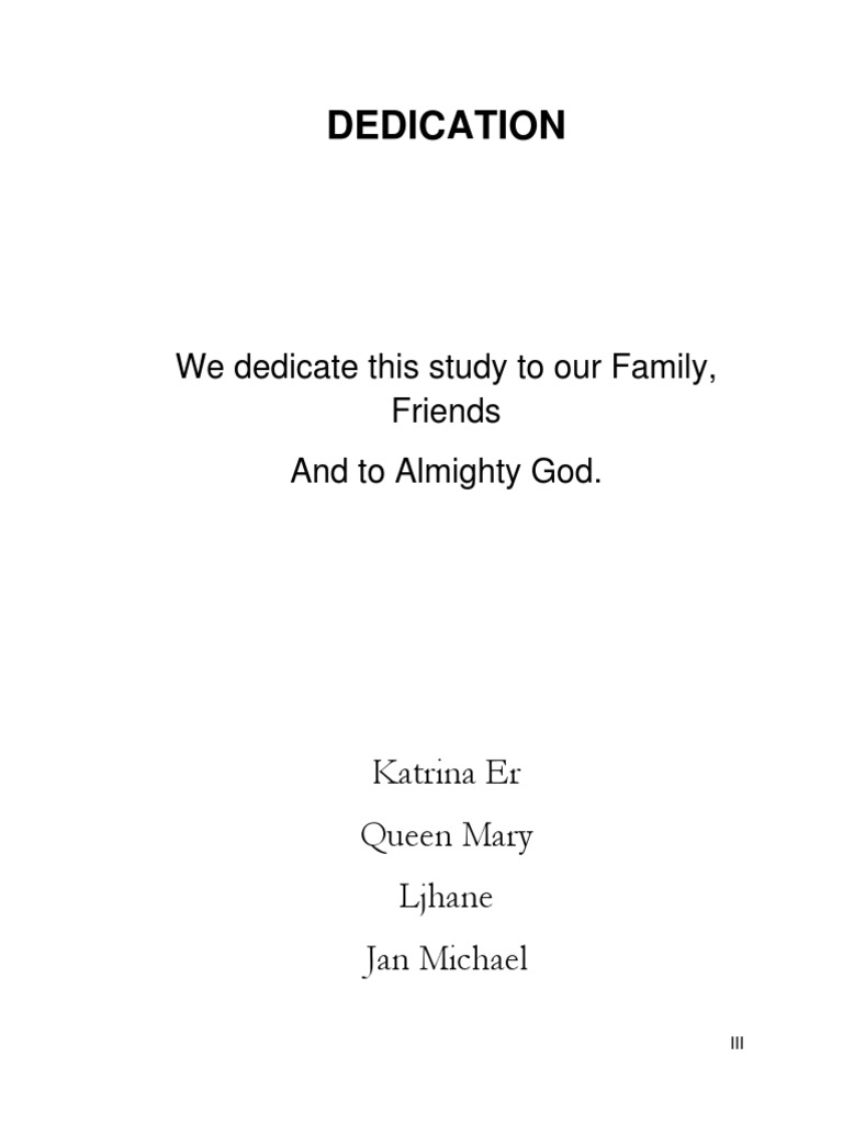 Dedication of Our Study to Loved Ones | PDF