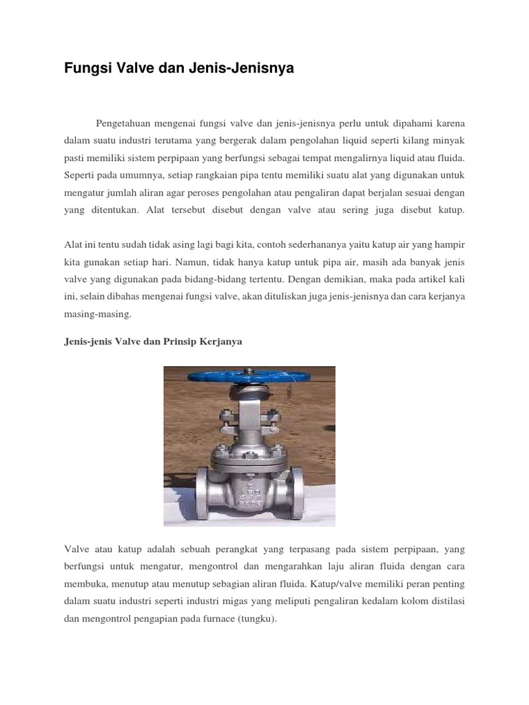 Fungsi dan Jenis-Jenis Valve | PDF