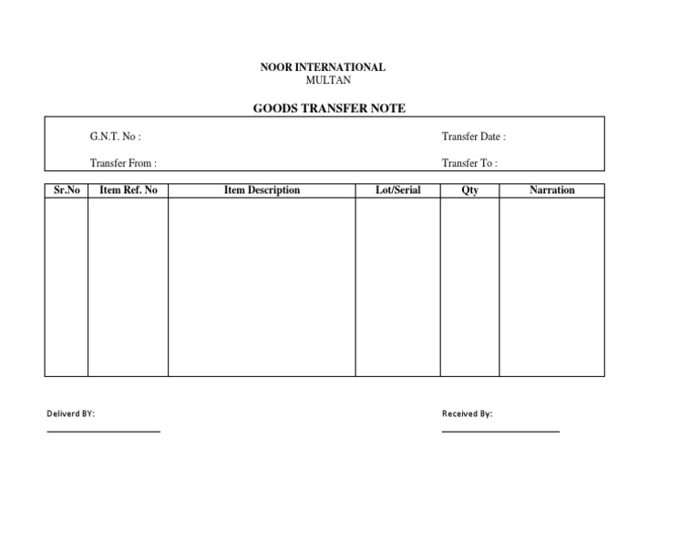 Goods Transfer Note: Multan | PDF