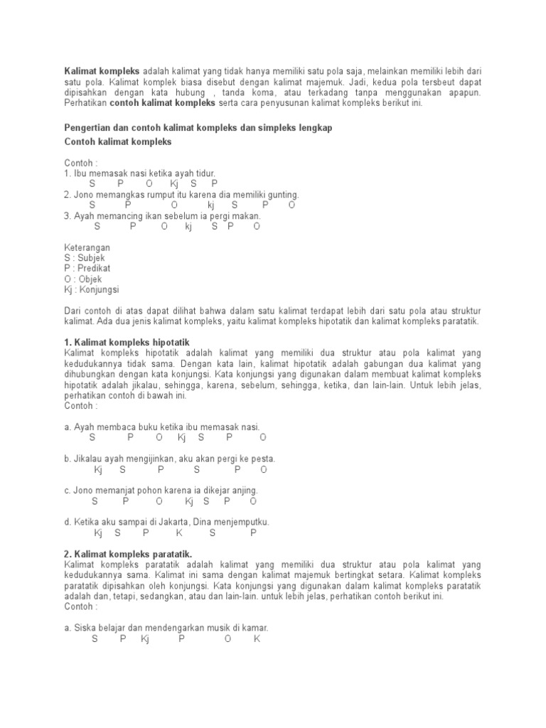 Kalimat Kompleks | PDF