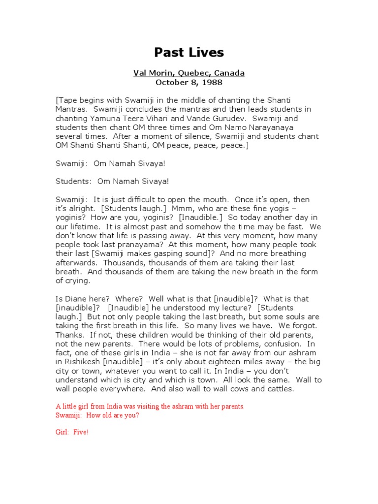 Past Lives Written by Swami Vishnudevananda | PDF | Hatha Yoga | Erwin ...