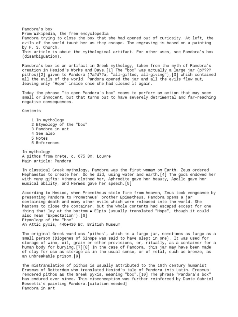 Pandaros Box | PDF | Mythological Characters | Polytheism