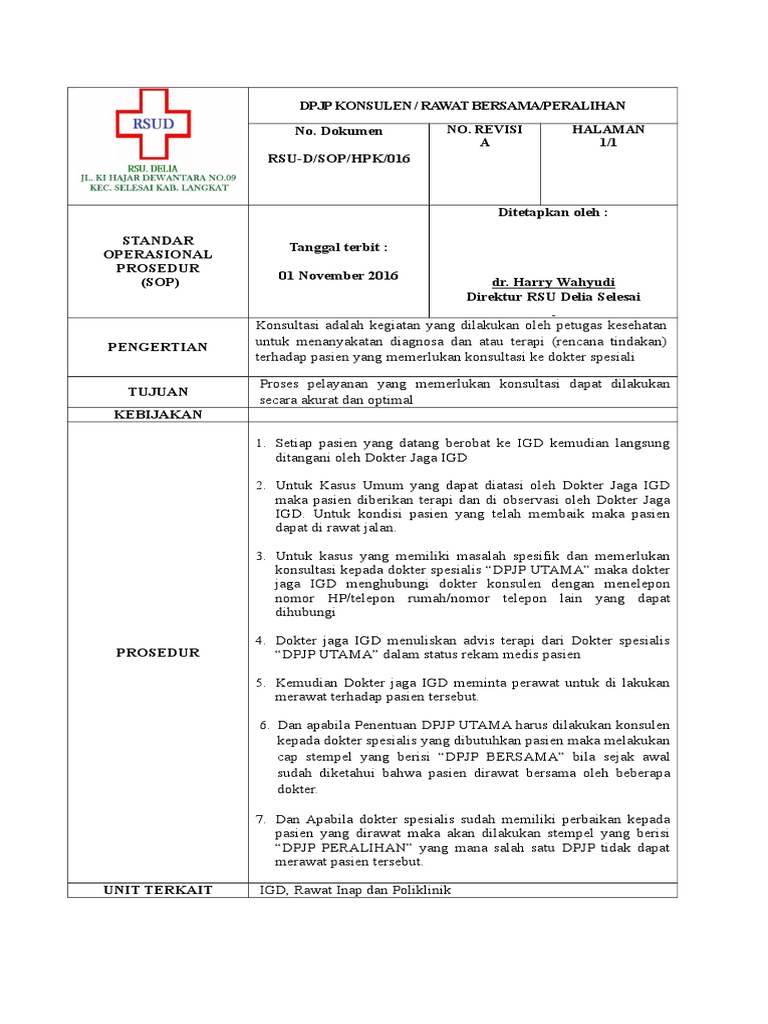 Sop DPJP Peralihan | PDF | Kesehatan Holistik