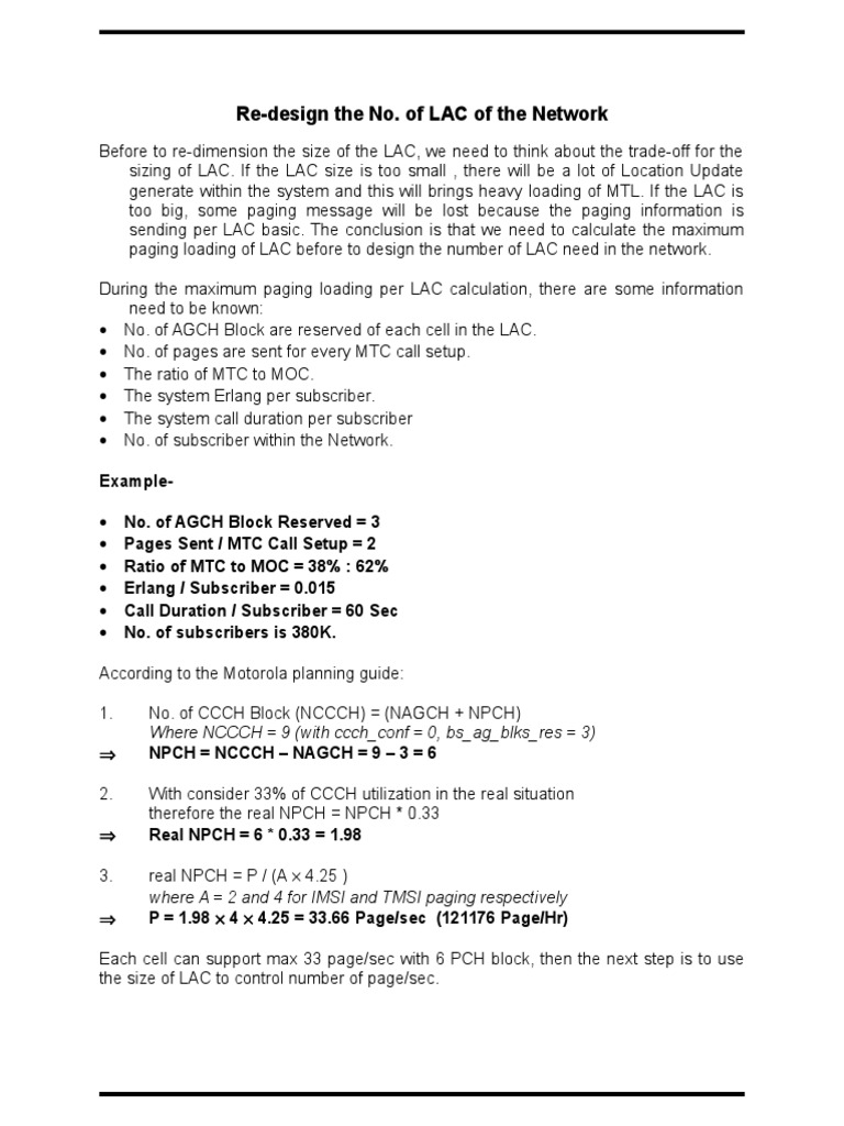 Optimizing Network LAC Size | PDF