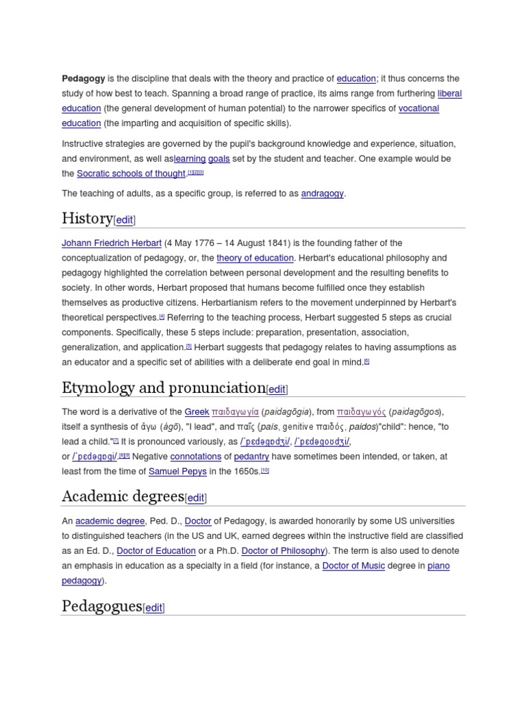 History: Pedagogy Is The Discipline That Deals With The Theory and ...