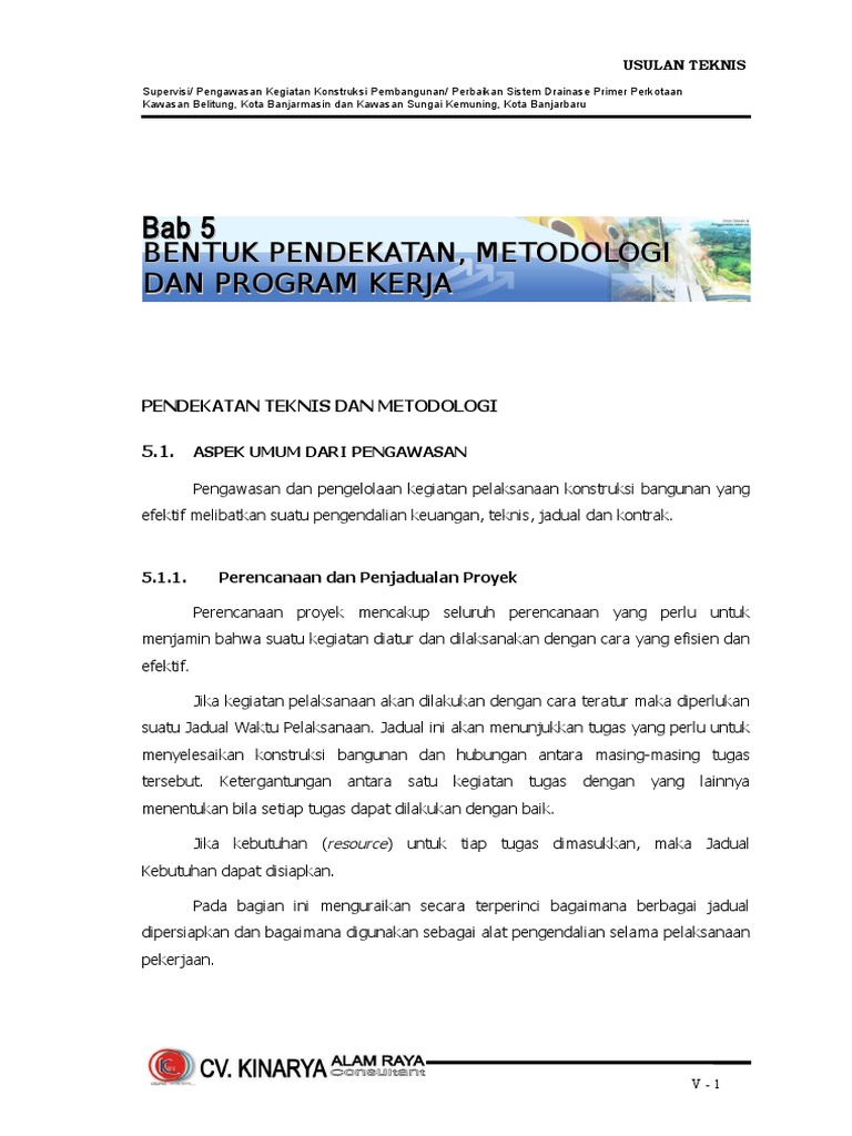 Bab 05 Bentuk Uraian Pendekatan, Metodologi & Prog Kerja | PDF ...