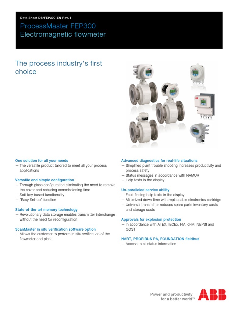 Electromagnetic Flowmeter ProcessMaster FEP300 ABB | PDF | Flow ...