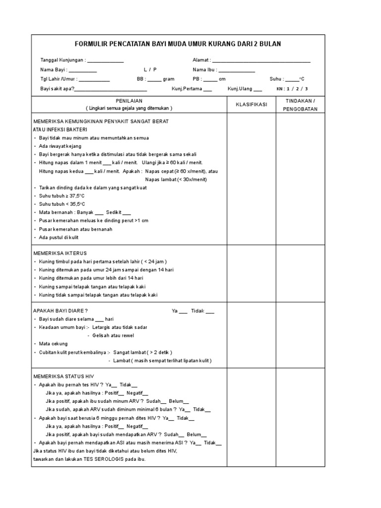 Form Pencatatan Mtbs (Balita Dan Bayi Muda) | PDF