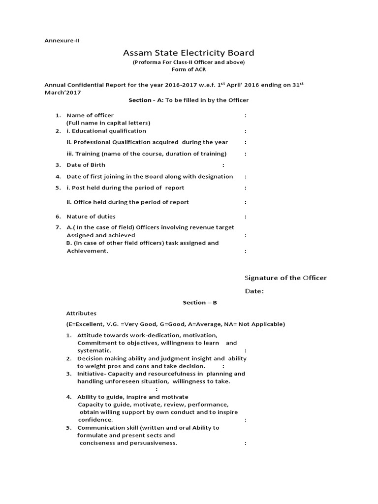Assam State Electricity Board: Section - A: To Be Filled in by The ...