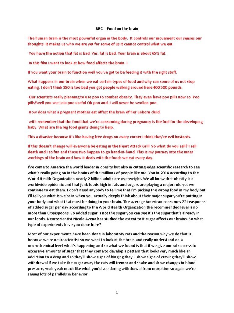 BBC - Food On The Brain BBC Documentary Films (Food, Lifestyle) | PDF ...