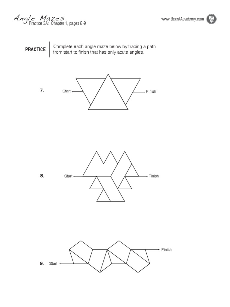 Angle Mazes Practice Worksheet | PDF