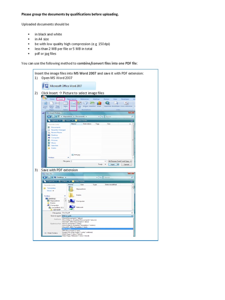 Instructions For Uploading Documents | PDF