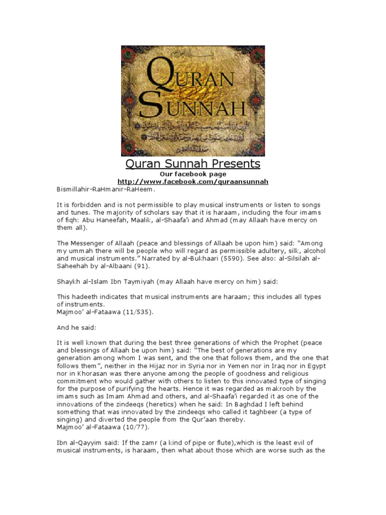 Islamic Views on Music and Instruments | PDF | Hadith | Semitic Words ...