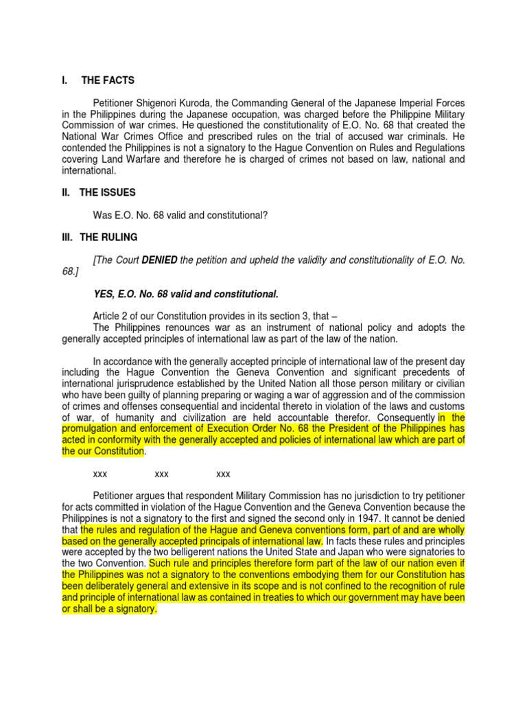 I. The Facts: (The Court DENIED The Petition and Upheld The Validity ...