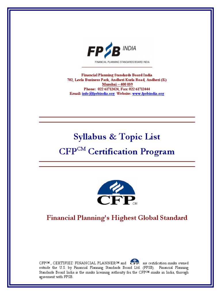 Syllabus CFP Certification Program | Download Free PDF | Insurance | Life Insurance