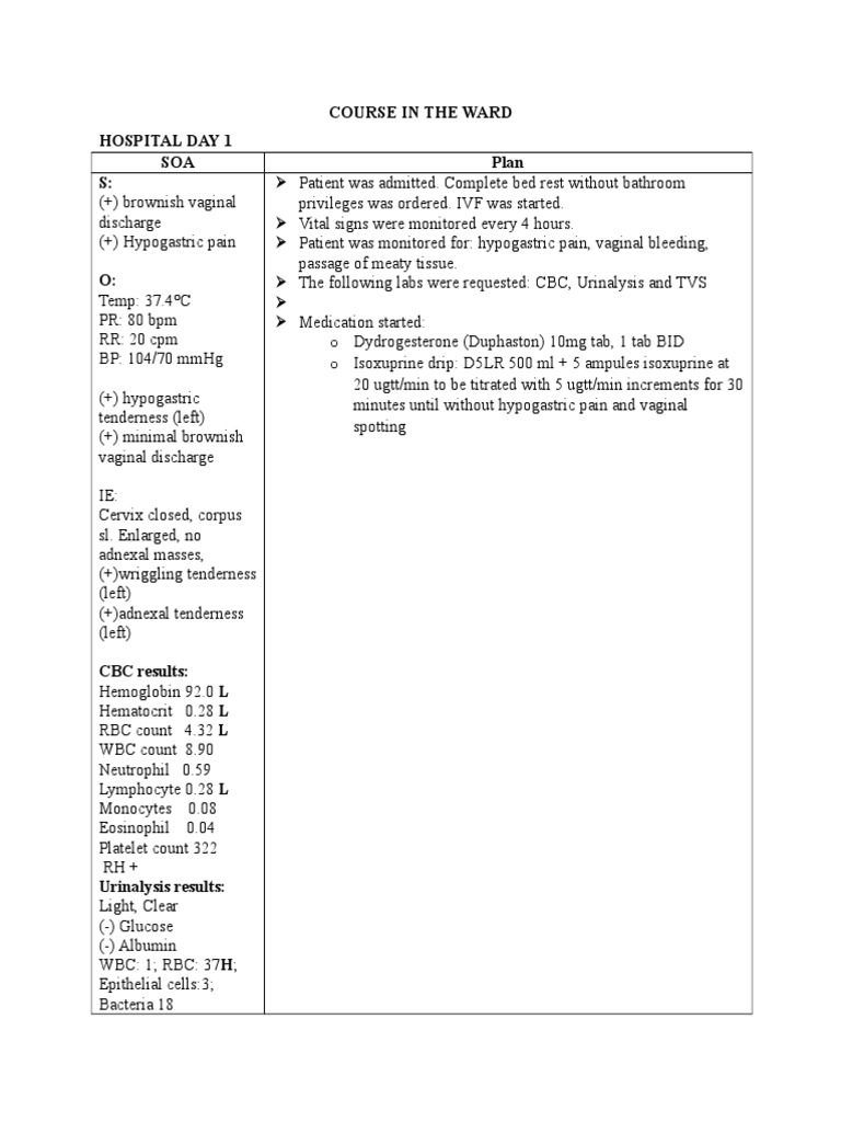 COURSE in The WARD Interhospital Final | PDF | Miscarriage | Pregnancy