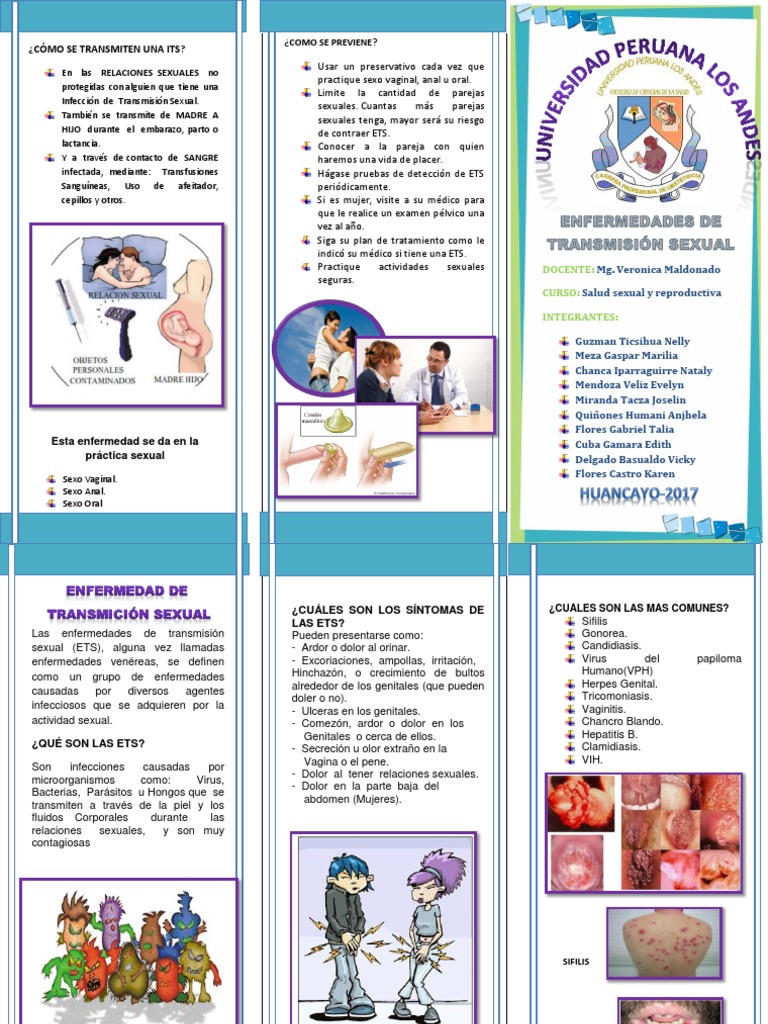 Triptico Transmicion Sexual Infección Transmitida Sexualmente