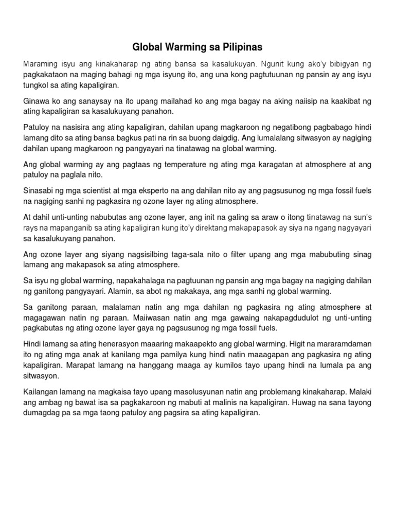 Global Warming Sa Pilipinas | PDF