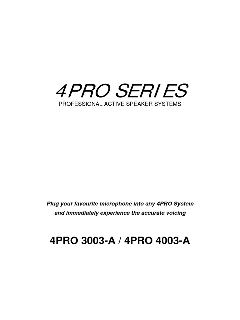 4PRO 3003A 4003A Manual | PDF | Loudspeaker | Amplifier