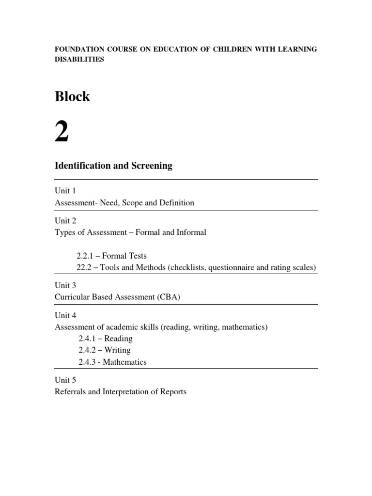 A Guide to Assessment of Learning Disabilities: Identification ...