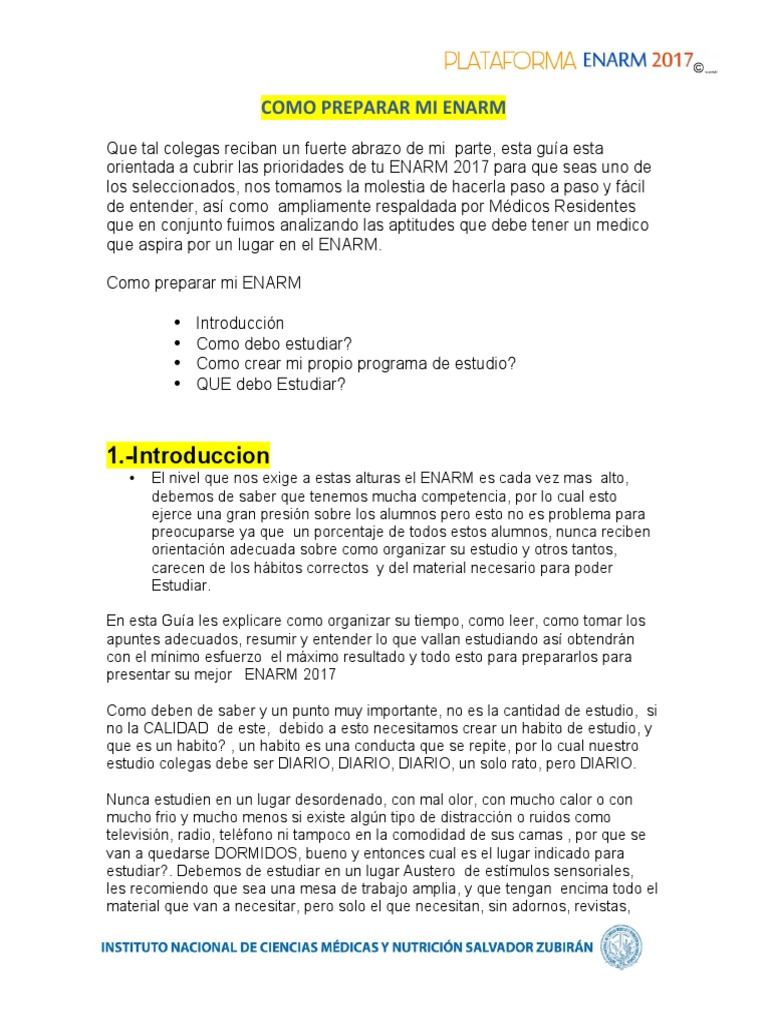 Como Preparar Mi Enarm | PDF | Memoria | Lectura (proceso)