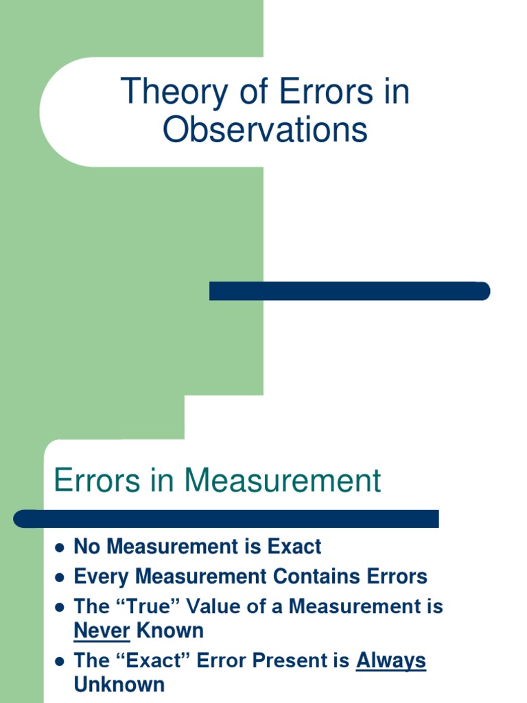 Theory of Errors in Observations | PDF | Error | Errors And Residuals