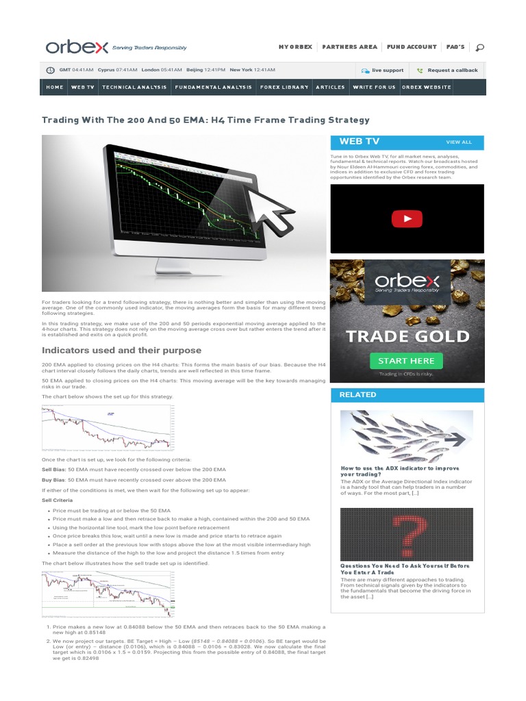 Trading With The 200 and 50 EMA - H4 Time Frame Trading Strategy ...