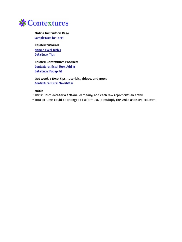 Sample Data | PDF | Microsoft Excel | Computing