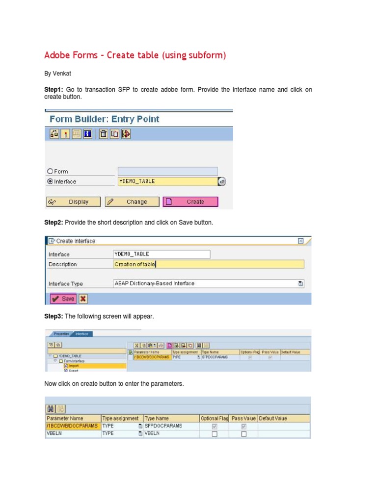 Adobe Forms - Create Table (Using Subform) : by Venkat | PDF | Career ...