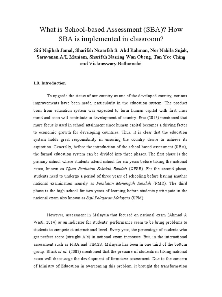 What Is School-Based Assessment Pdf1 | Download Free PDF | Educational ...