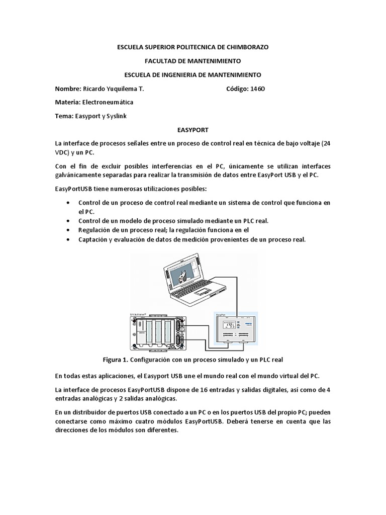 Interfaz EasyPort USB y SysLink en Electroneumática | PDF | USB | Diodo ...
