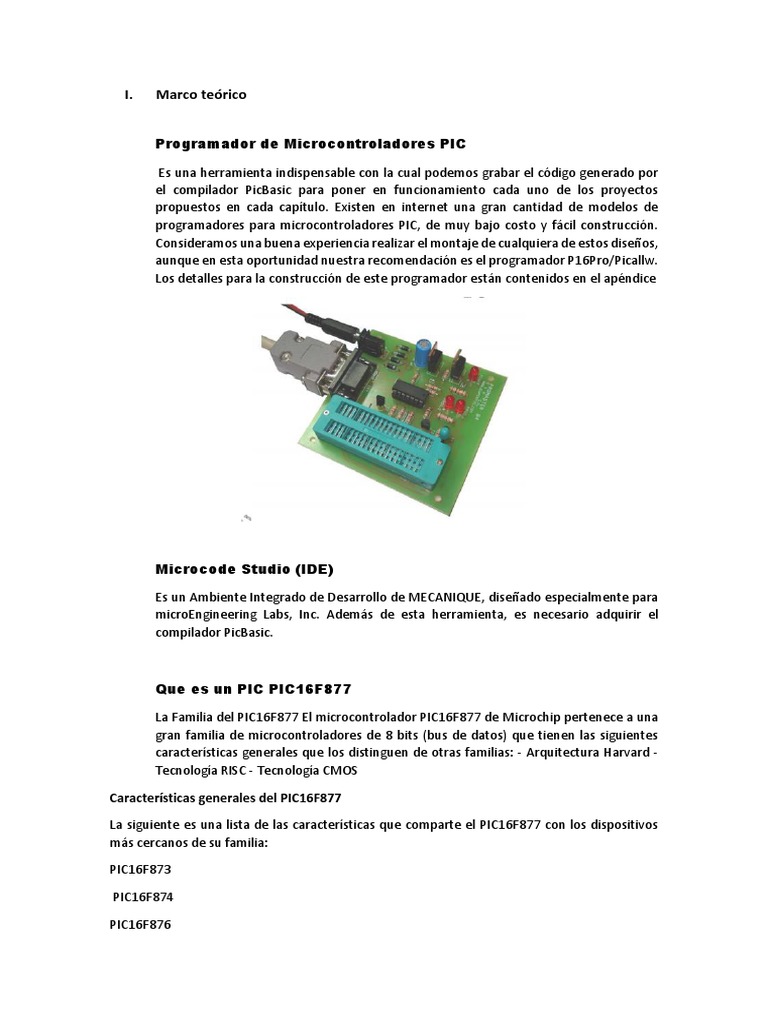 Marco Teórico | PDF | Controlador lógico programable | Microcontrolador Pic