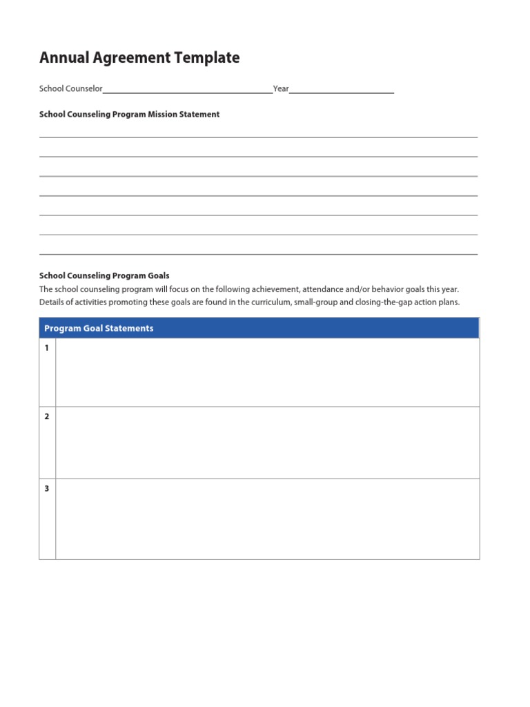 Annual School Counseling Agreement Template | PDF | School Counselor ...