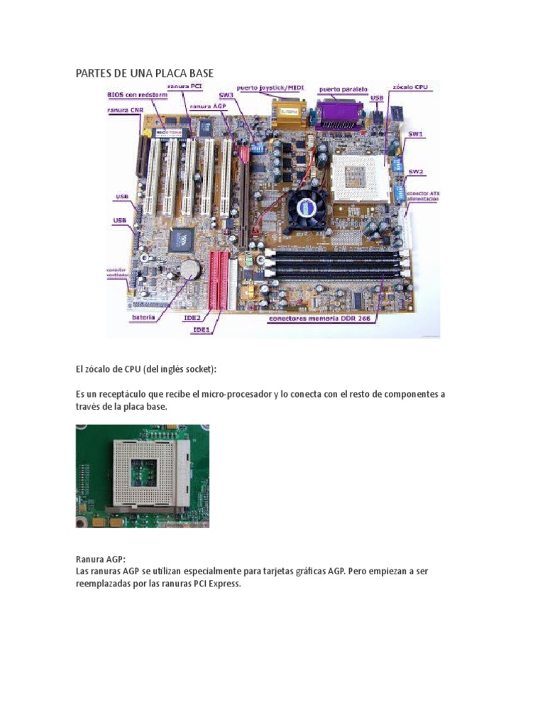 Partes de Una Placa Base | PDF | USB | Hardware de la computadora
