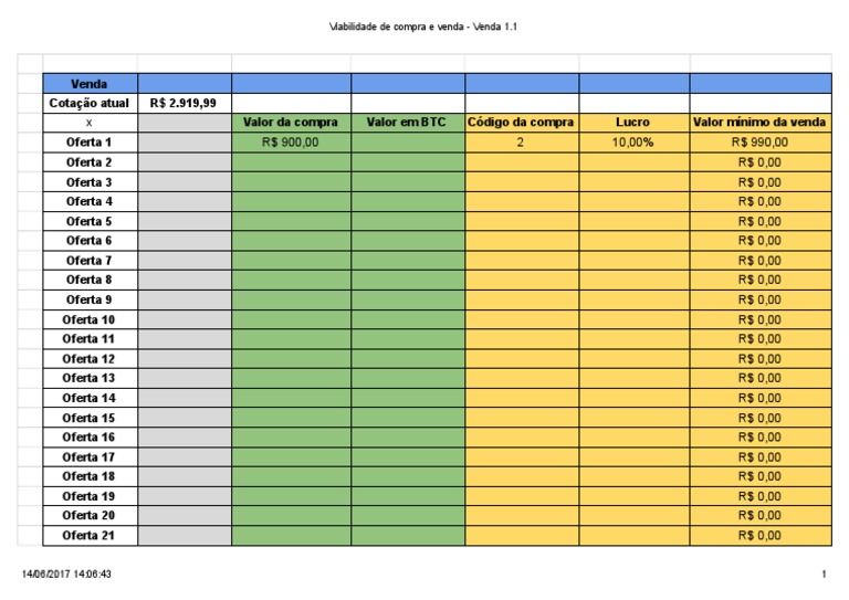 Planilha de Compra/venda | PDF | Pagamentos | Brasil