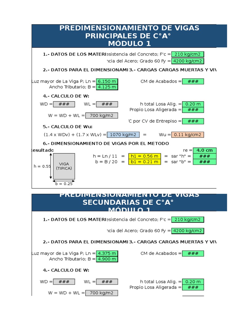 Dimensionamiento preliminar de vigas principales y secundarias para ...