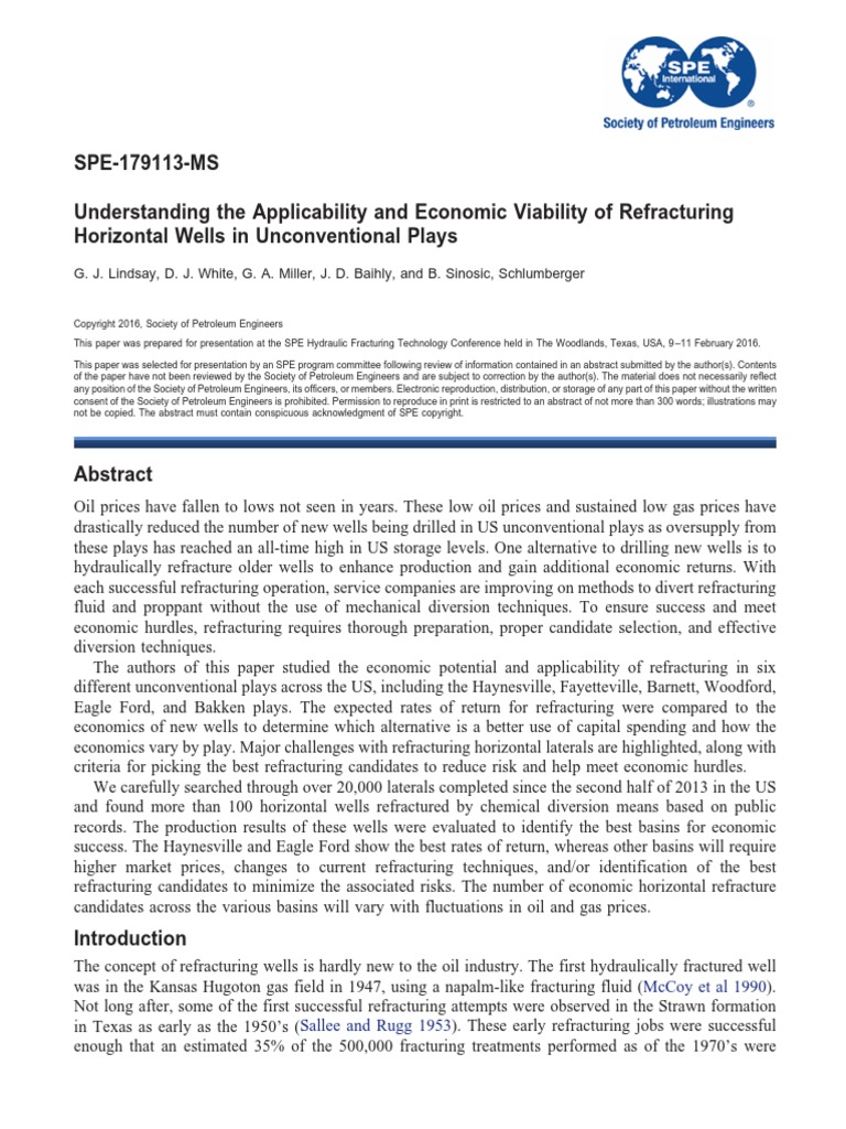 Spe 179113 MS | PDF | Hydraulic Fracturing | Petroleum Reservoir